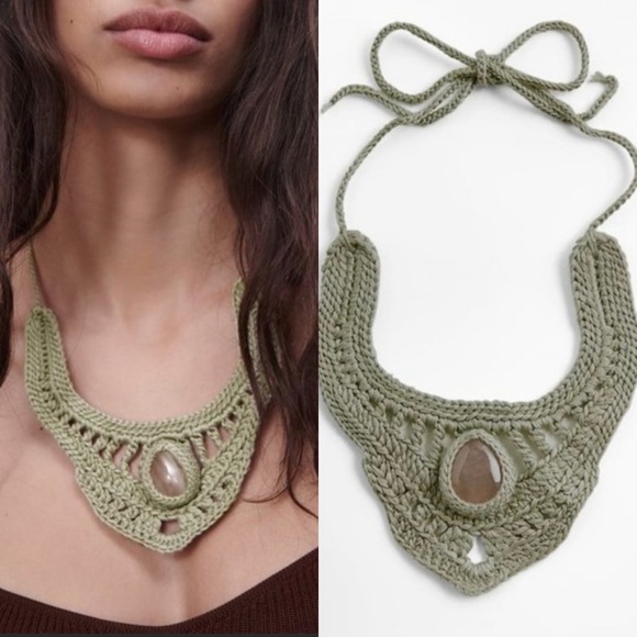Zara | Jewelry | Zara Stone Crochet Necklace | Poshmark